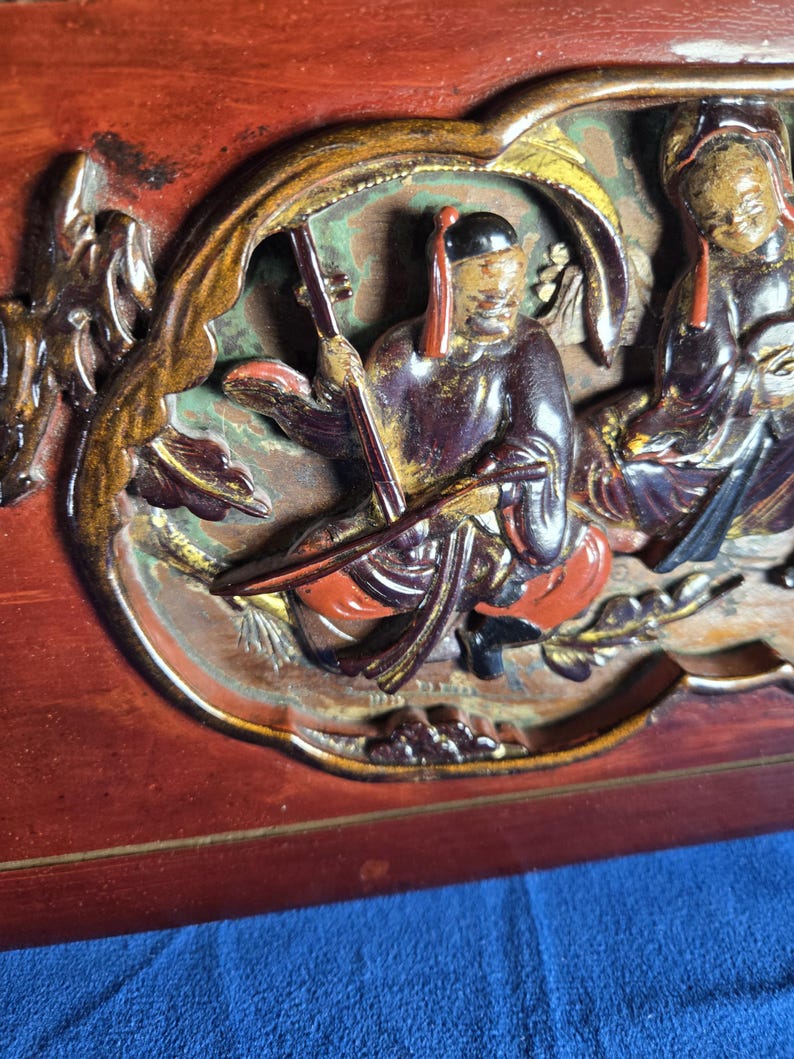Vintage Chinese Carved Wood Panel Scholars Relief Wall Art - Etsy