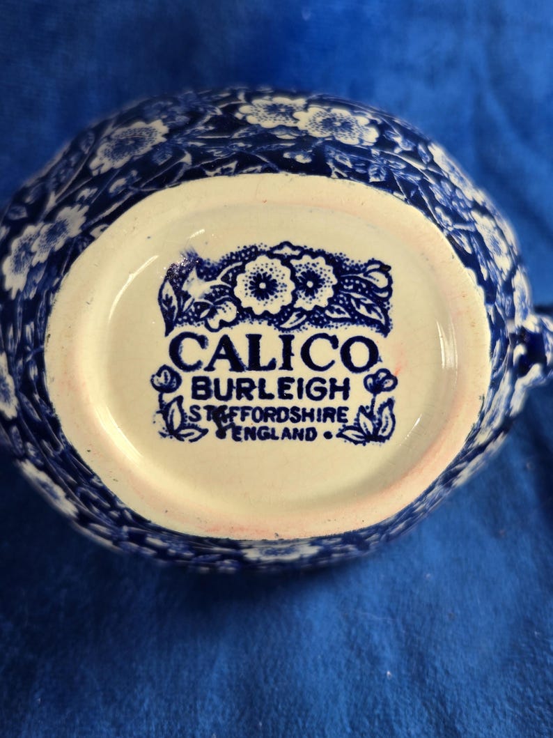 Vintage Blue and White Burleigh Calico Bowl and Pitcher Set - Etsy