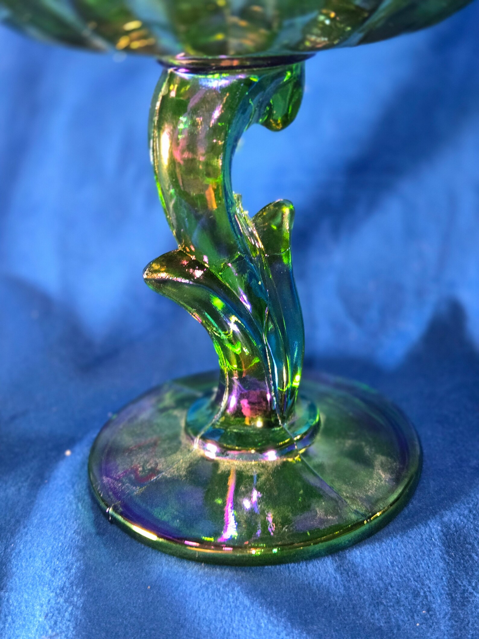 Vintage Green Glass Compote or Goblet Carnival Tulip Lotus Blossom - Etsy