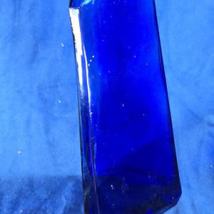 Vintage Cobalt Blue Triangle Glass Bottle - Etsy