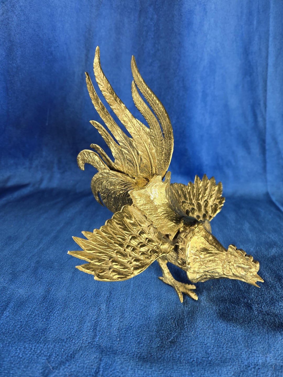 Vintage Brass-plated Rooster Figurine – Handcrafted Mid-century ...