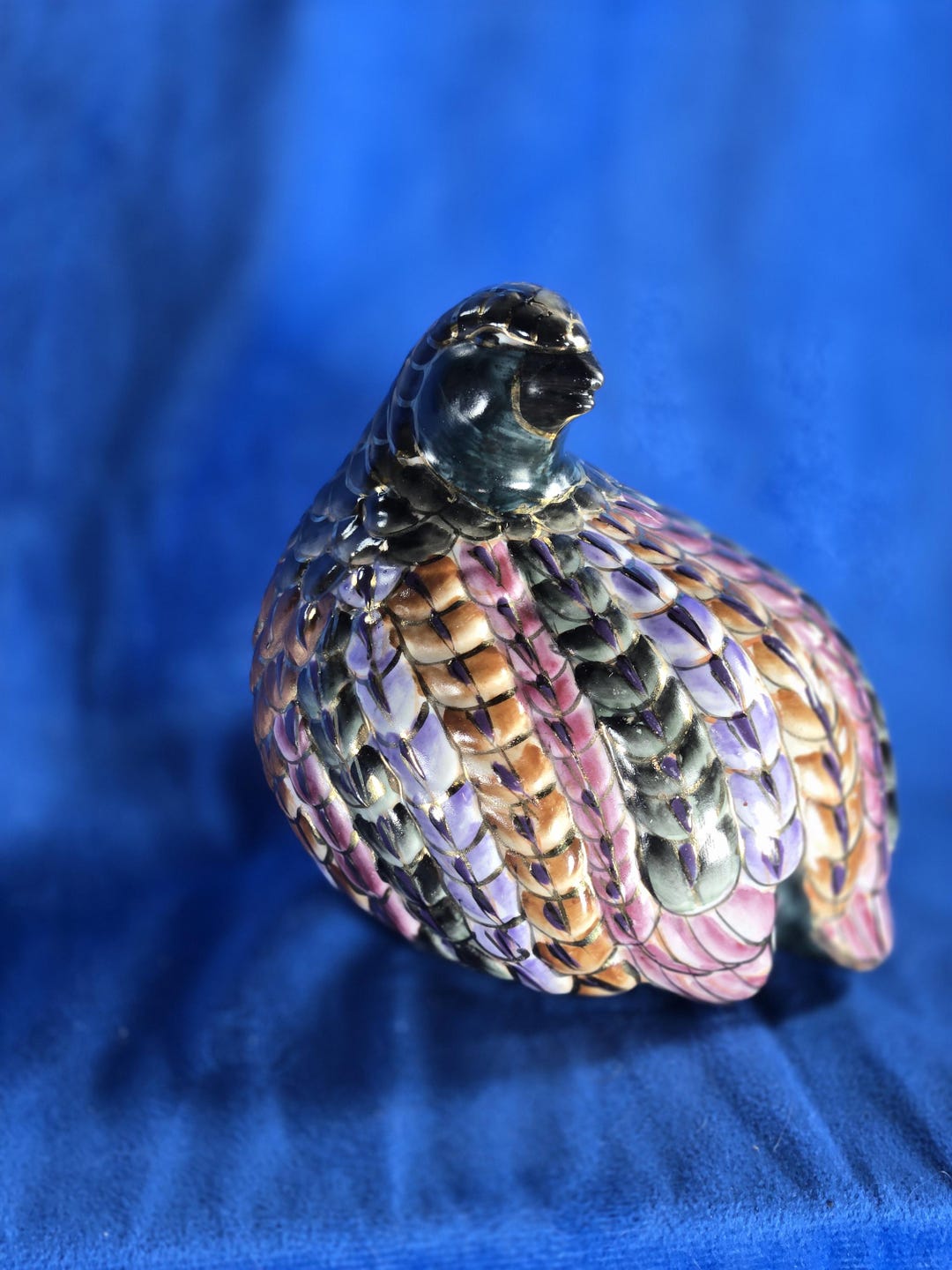 Vibrant Ceramic Quail Figurine With Iridescent Feathers - Etsy