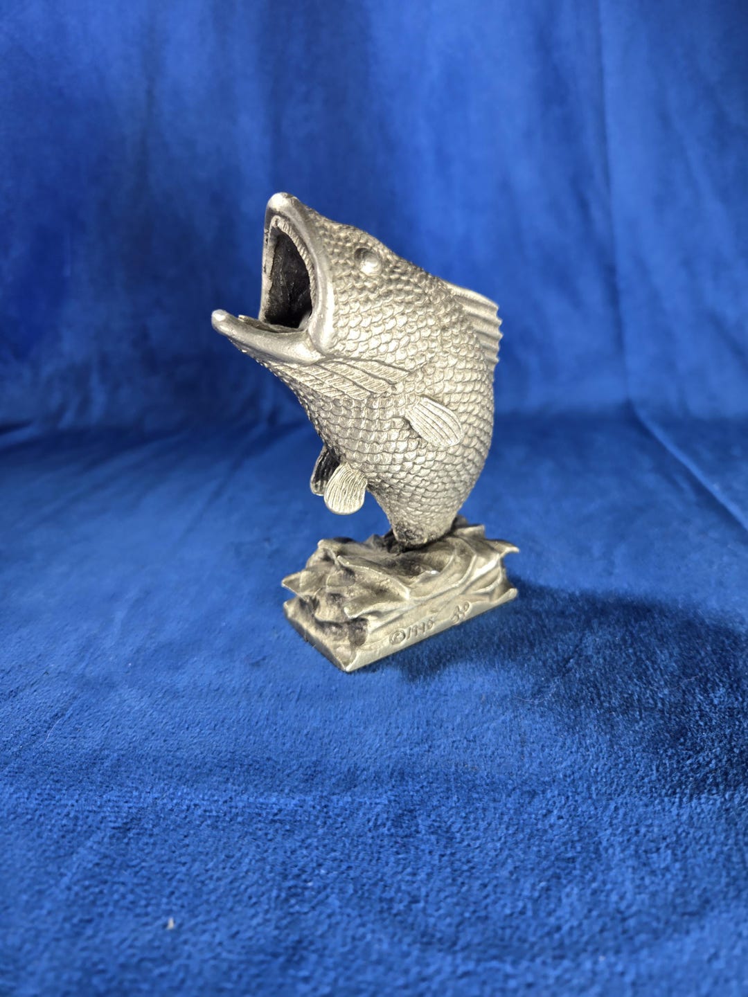 Vintage 1998 Pewter Finish Bass Fish Figurine – Jumping Fish Resin ...