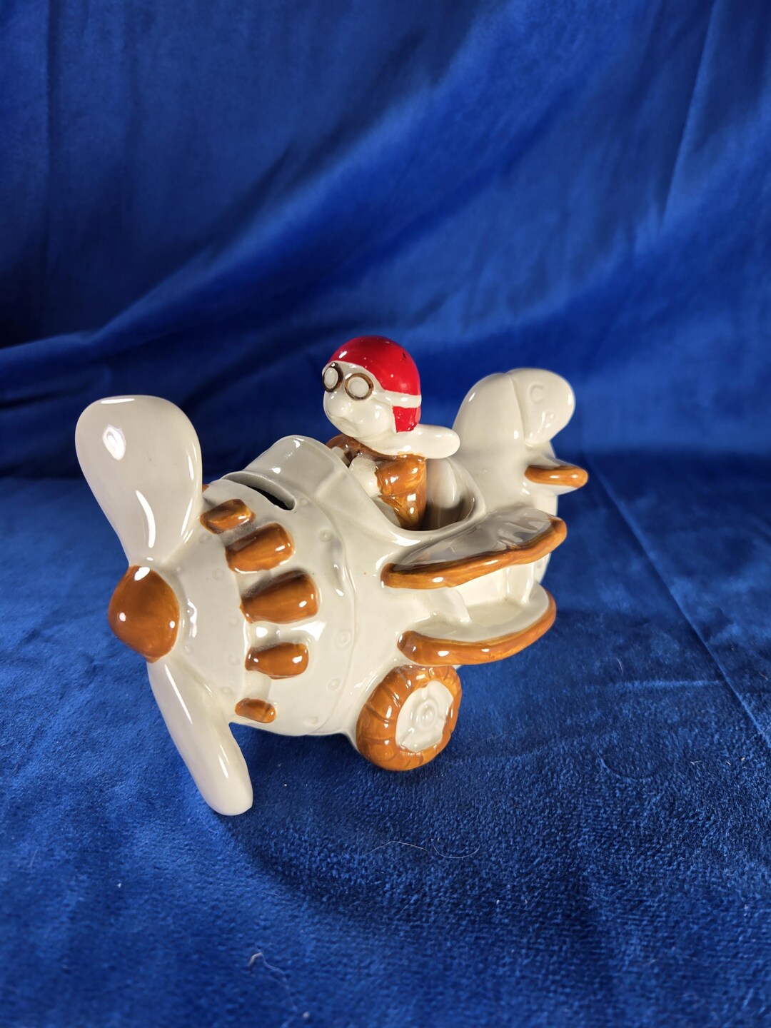 Vintage Ceramic Airplane Piggy Bank – Aviator Pilot Design – Hand ...