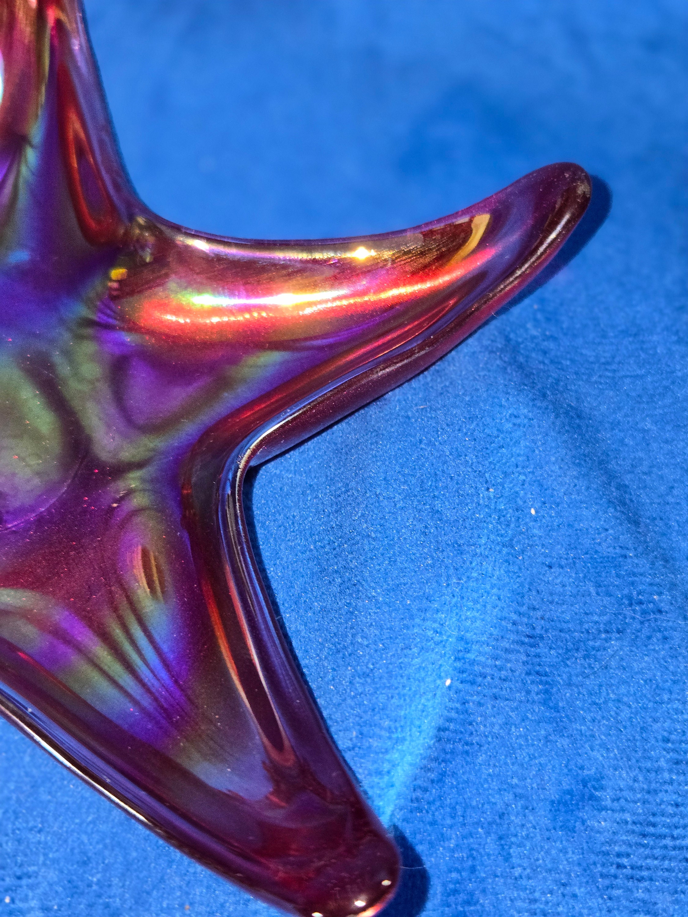 Vintage Starfish Iridescent Red Art Glass - Etsy
