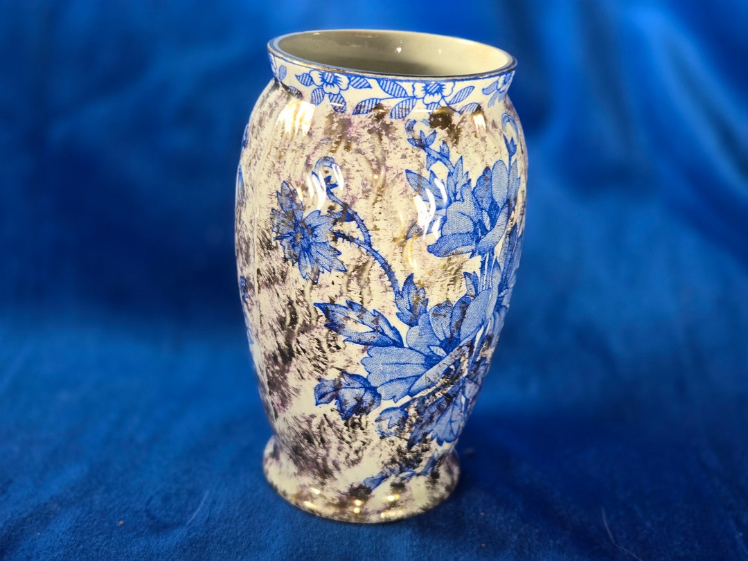 Vintage Chester Ridgway Blue Floral Vase – English Ironstone Art ...