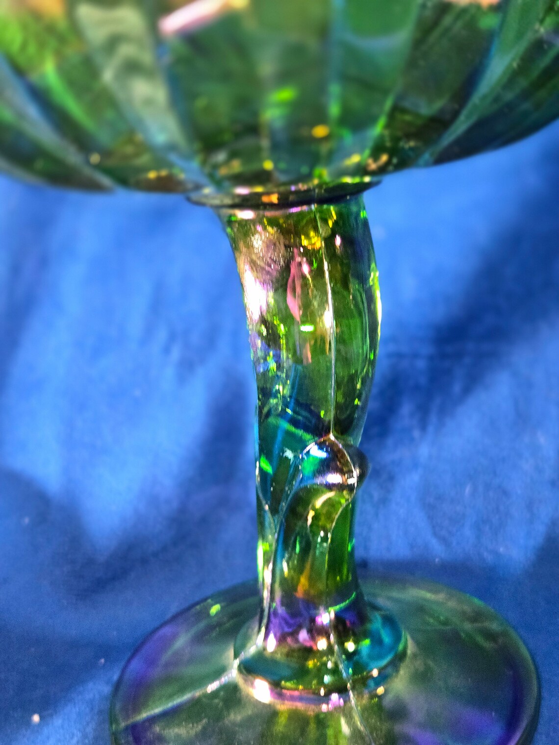Vintage Green Glass Compote or Goblet Carnival Tulip Lotus Blossom - Etsy
