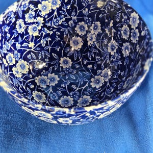 Vintage Blue and White Burleigh Calico Bowl and Pitcher Set - Etsy