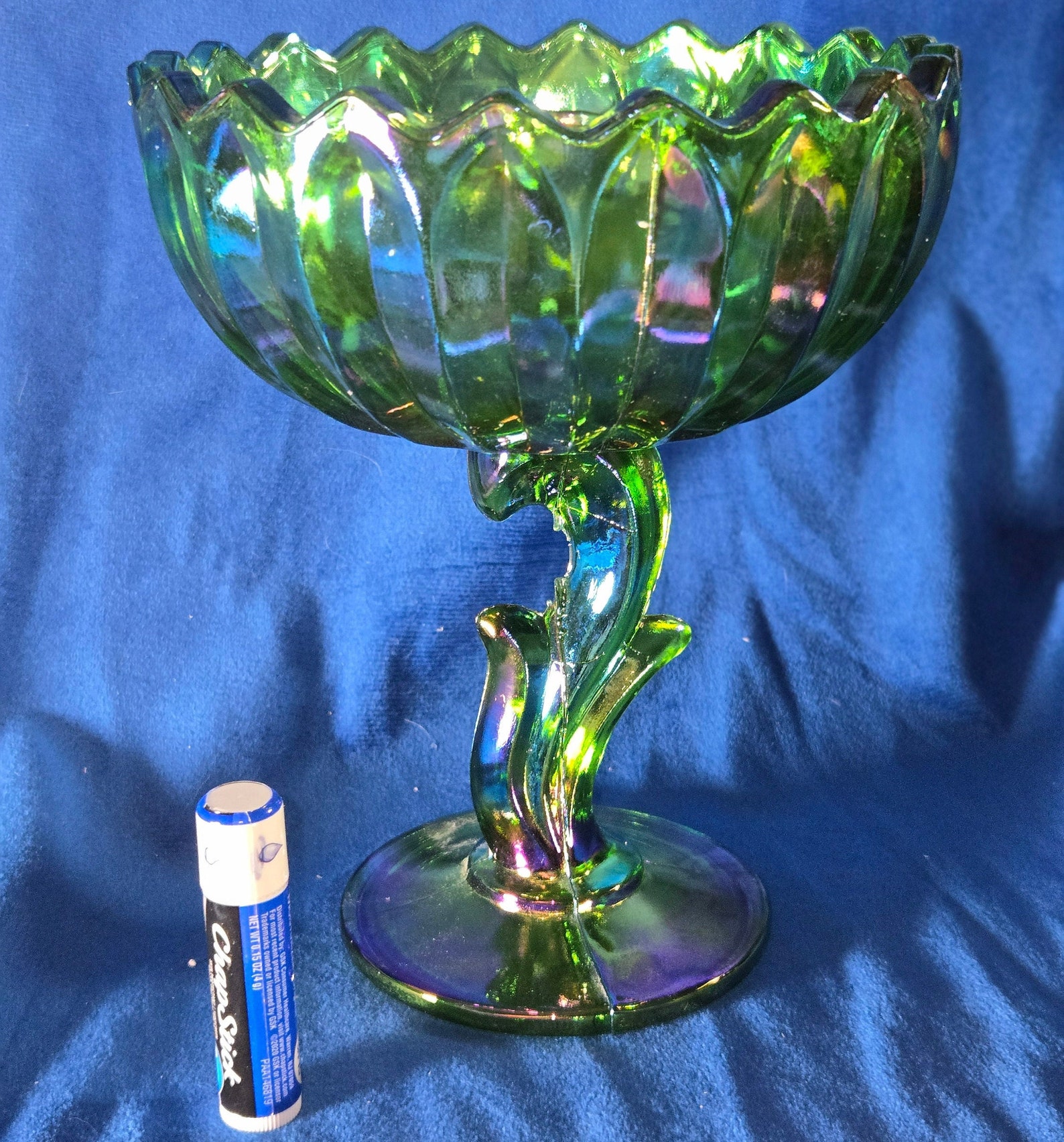 Vintage Green Glass Compote or Goblet Carnival Tulip Lotus Blossom - Etsy