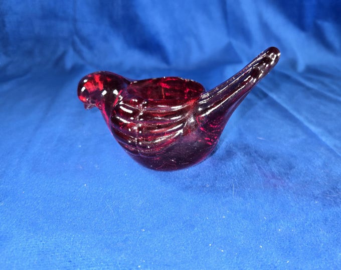 Vintage Ruby Red Glass Bird Candle Holder – Mid-century Style Votive ...