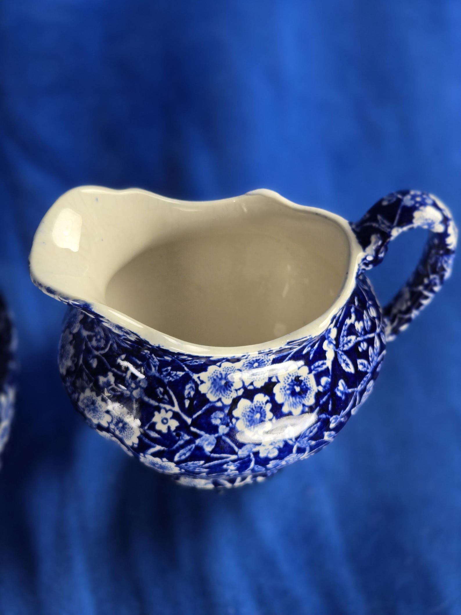 Vintage Blue and White Burleigh Calico Bowl and Pitcher Set - Etsy