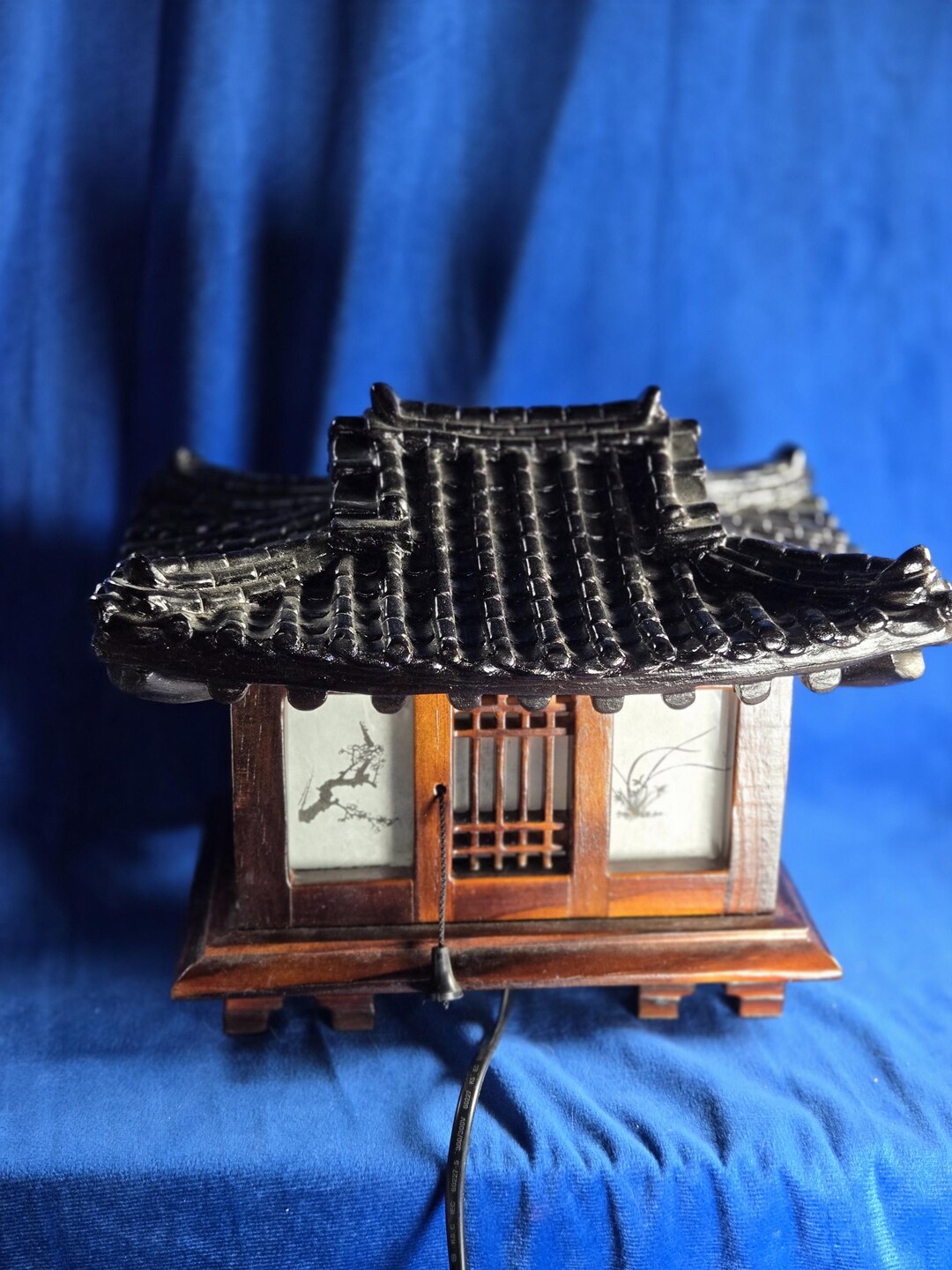 Vintage Asian-inspired Wooden and Resin House Lamp With Dual Lights - Etsy