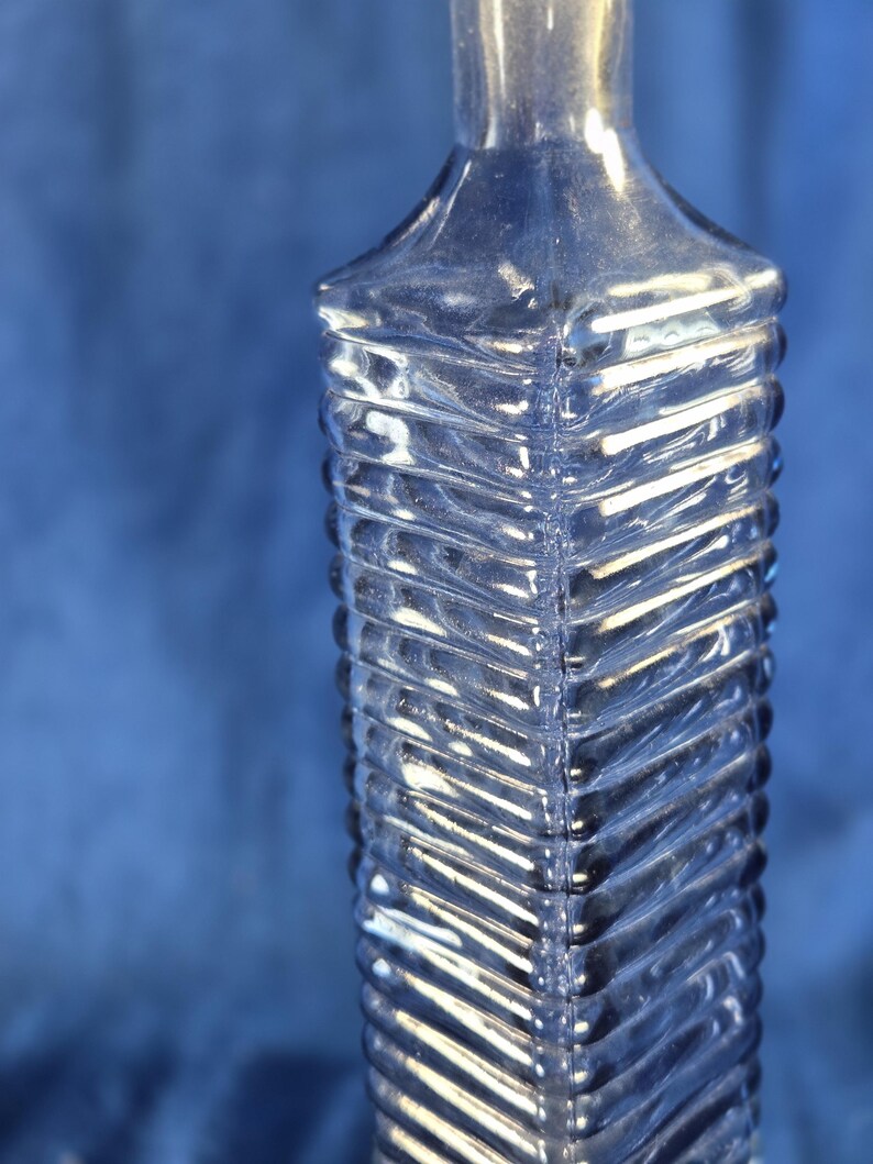 Vintage Old West Style Ribbed Clear Square Glass Bottle - Etsy