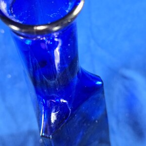Vintage Cobalt Blue Triangle Glass Bottle - Etsy