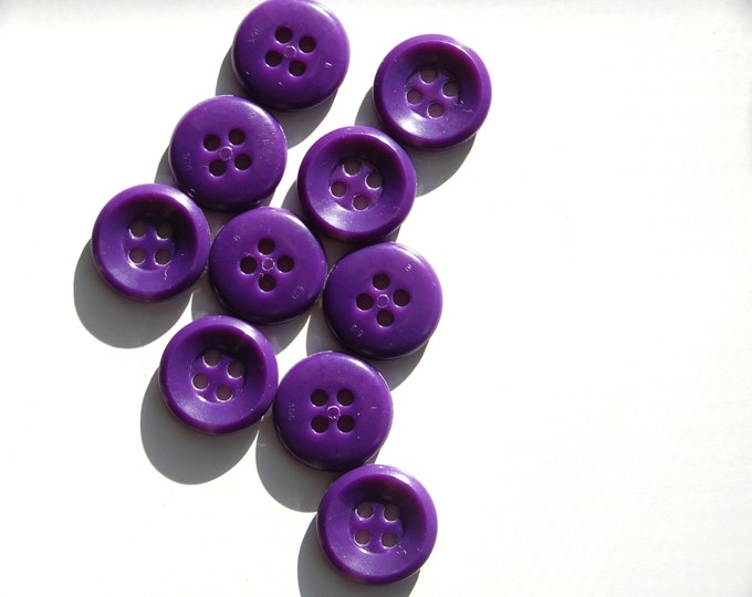 Vintage Purple Buttons, Round Purple Buttons, Set of 10 Vintage Round ...
