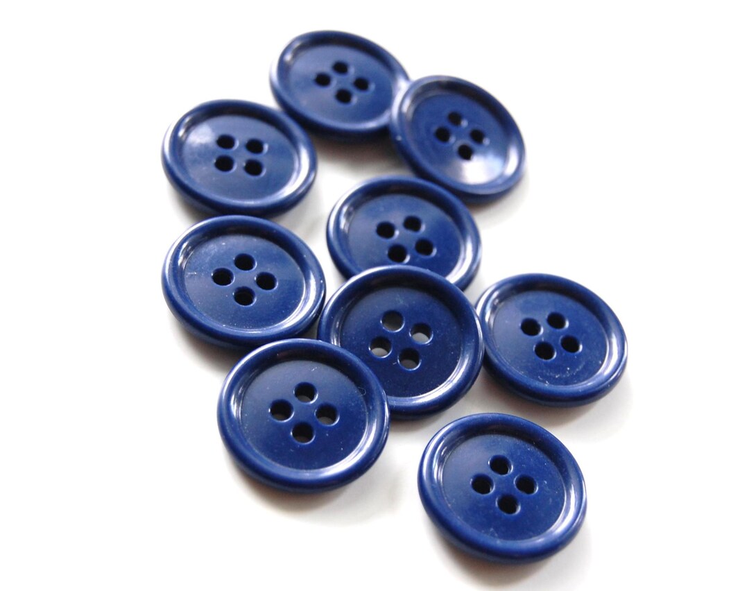 Vintage Cobalt Blue Buttons, Dark Navy Blue Buttons, Set of 9 Vintage ...