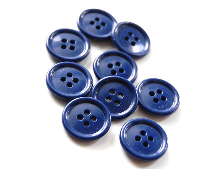 Vintage Cobalt Blue Buttons, Dark Navy Blue Buttons, Set of 9 Vintage Blue Buttons, Blue ...