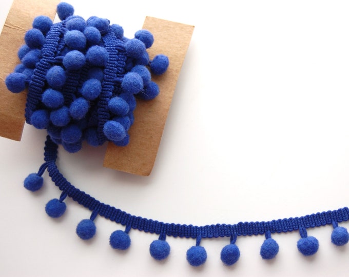 Royal Blue Ball Fringe Trim, Blue Ball Fringe, Pom Pom Ball Trim, Blue ...