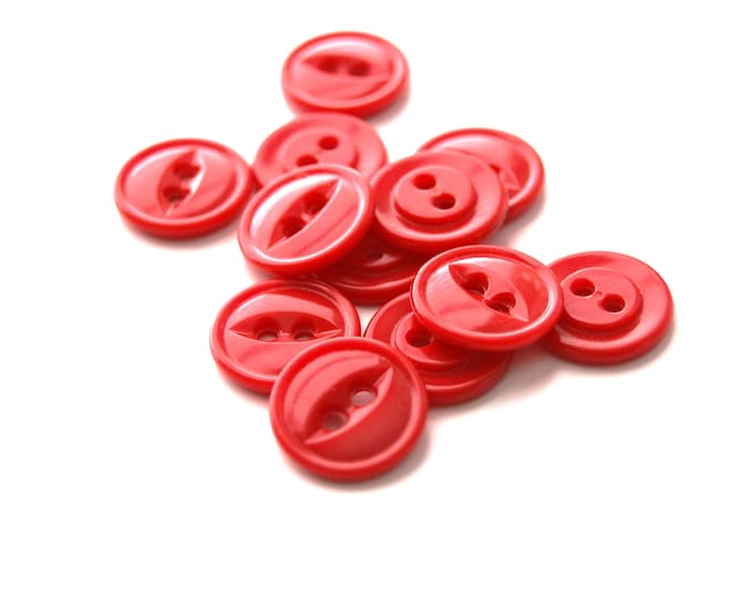 Vintage Cherry Red Buttons, Bright Red Buttons, Set of 14 Vintage Red ...