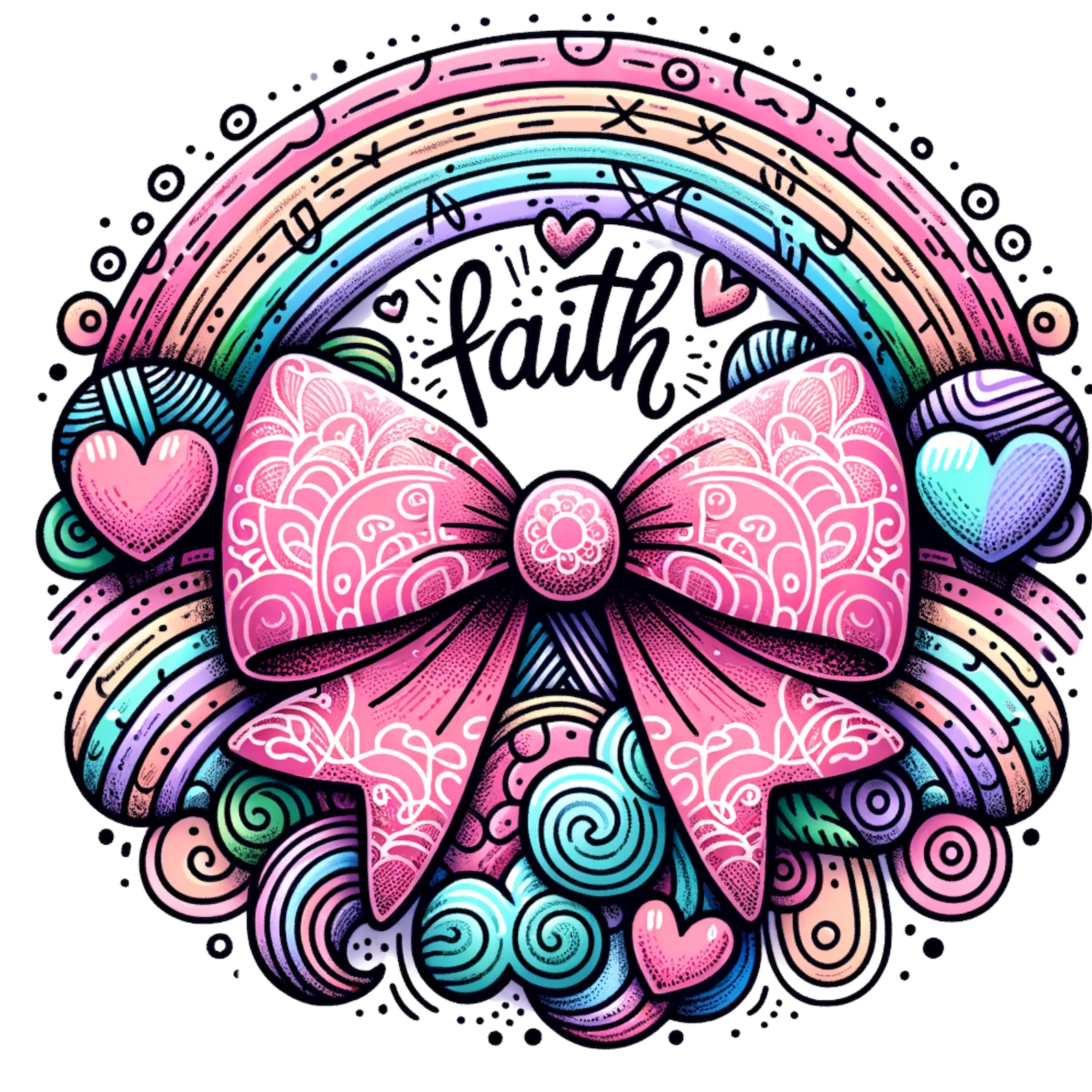 Faith Pink Bow PNG, Positive Affirmation PNG, Coquette Christian Quote ...