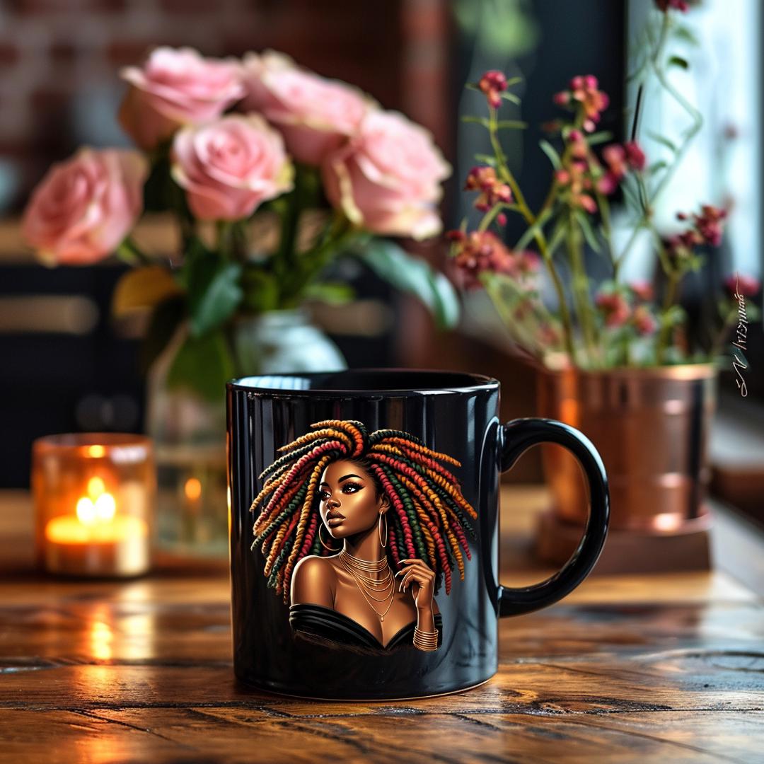 3 Beautiful Black Woman With Colored Locs, Clipart Ladies With Locs ...