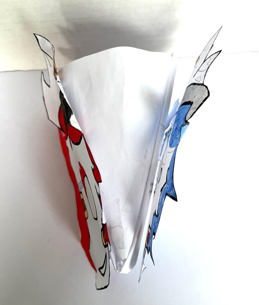 Paper Dragon Puppet - Unique Blue Red Anger and Sorrow Emotional ...