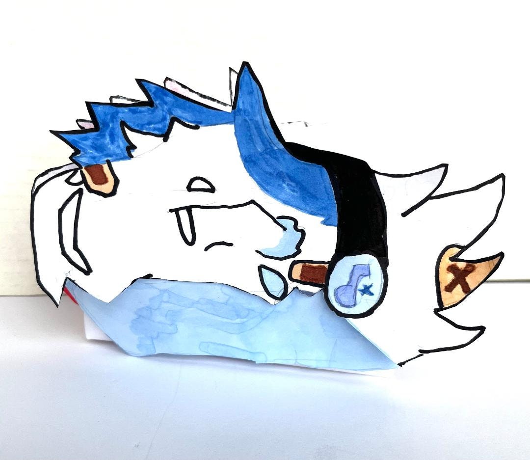Paper Dragon Puppet - Unique Blue Red Anger and Sorrow Emotional ...