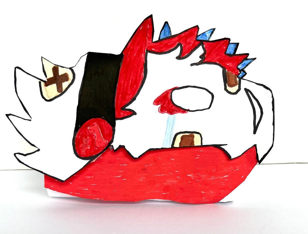 Paper Dragon Puppet - Unique Blue Red Anger and Sorrow Emotional ...