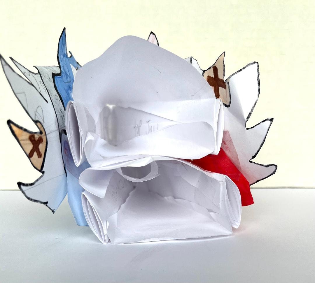 Paper Dragon Puppet - Unique Blue Red Anger and Sorrow Emotional ...