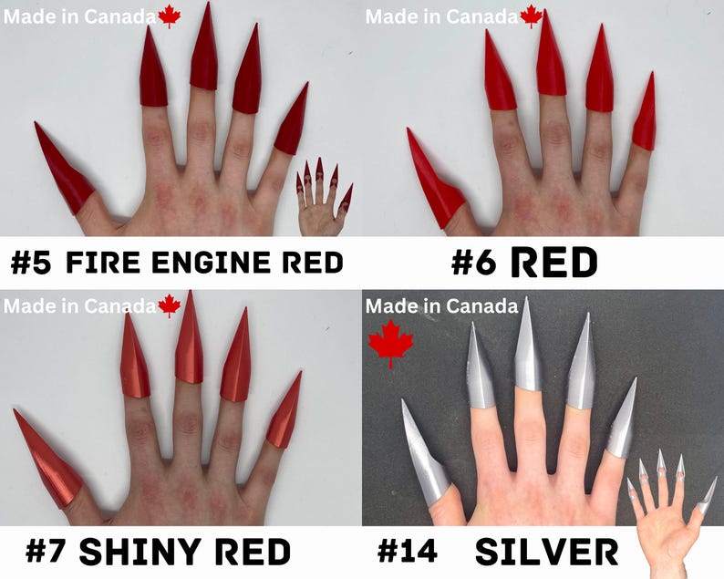 Finger Claws Black, Silver, Red, Gold, Purple & Teal – Long Cosplay ...