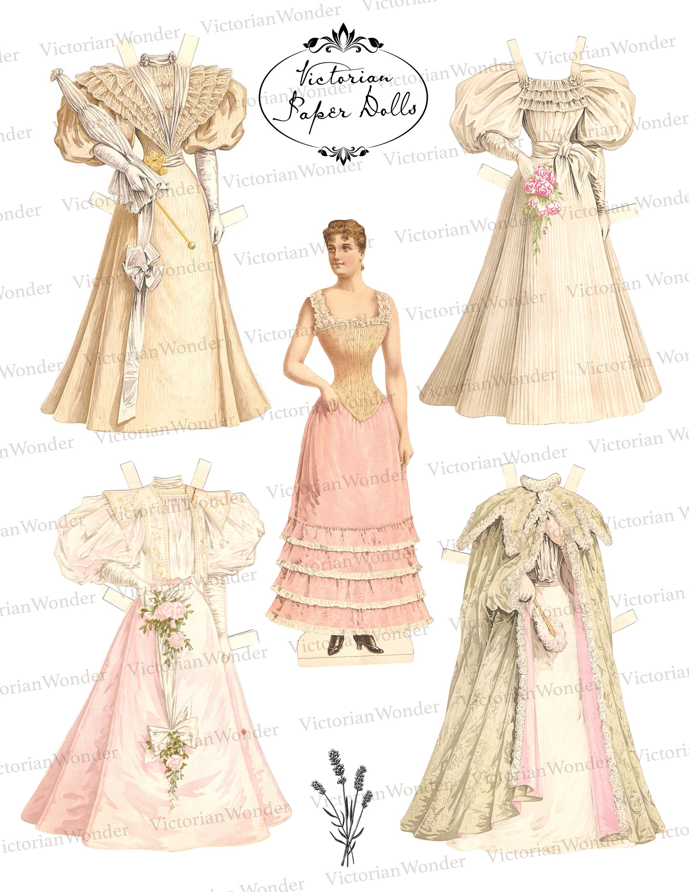 Antique Victorian Paper Doll Printable (multiple Wardrobes) - Instant ...