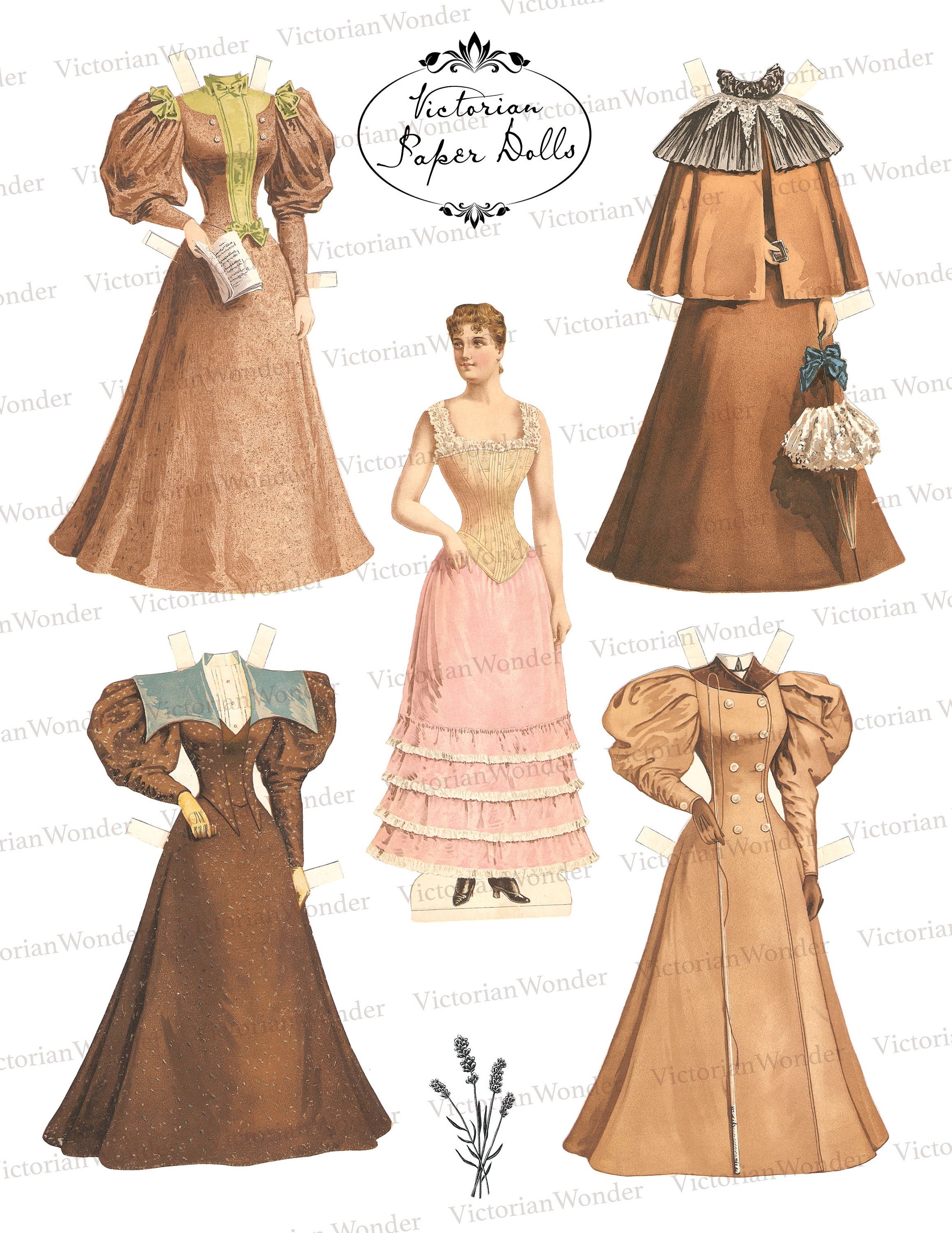 Antique Victorian Paper Doll Printable (multiple Wardrobes) - Instant ...