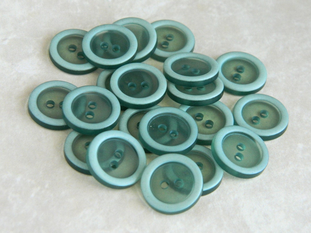 Vintage Buttons, Green Buttons, Set of 24 Vintage 1970's Translucent ...