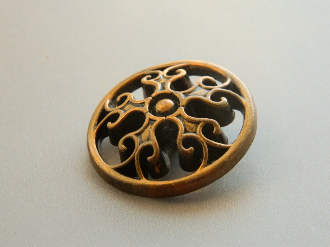 SALE Large Vintage Brass Color Metalized Plastic Button, Vintage ...