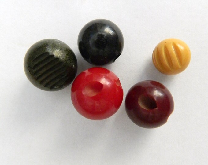 Five Bakelite Ball Buttons-brown-black-cherry Red-dark Red-butterscotch ...