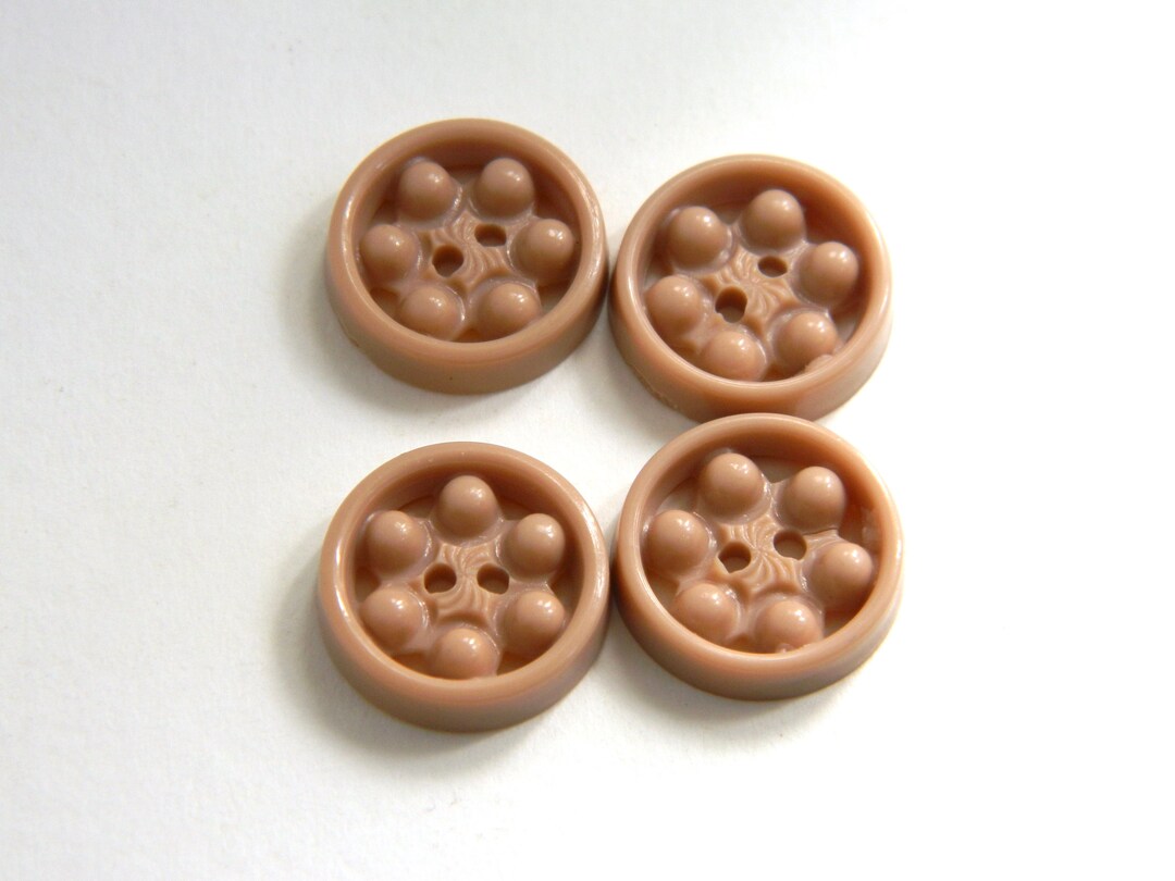 4 Small Pierced Beige Buttons, Buttons, Vintage Buttons, Vintage Sewing ...