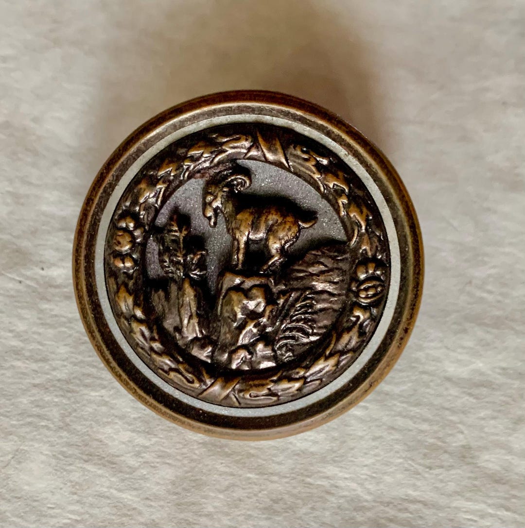 Large Antique Goat on a Rock Metal Button-collectible-picture Button ...