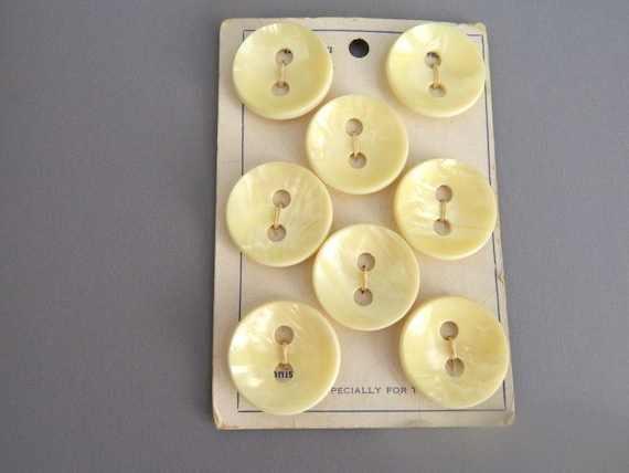 Vintage Celluloid Buttons Hand Painted Clear Celluloid Trio — 183