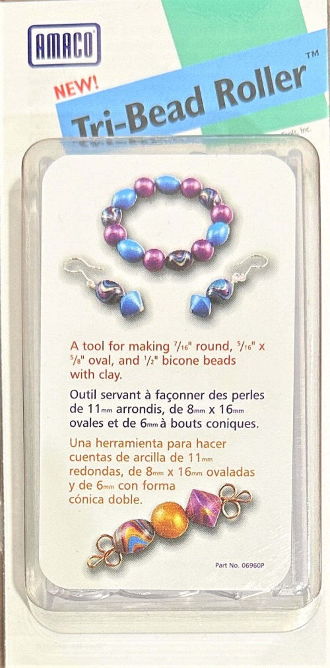 Beading Tool - Amaco - Tri-bead Roller - 1/16" Round, 5/16"round X 5/8 ...