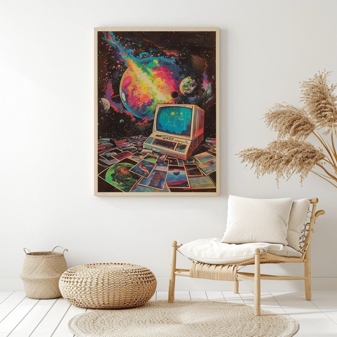 Vintage Macintosh Poster Retro Computer in Space, Vintage Computer ...