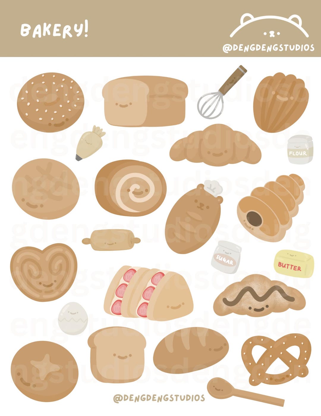 Canva Digital Graphics Sticker Sheets Cute Food Printable Resell. Hot ...