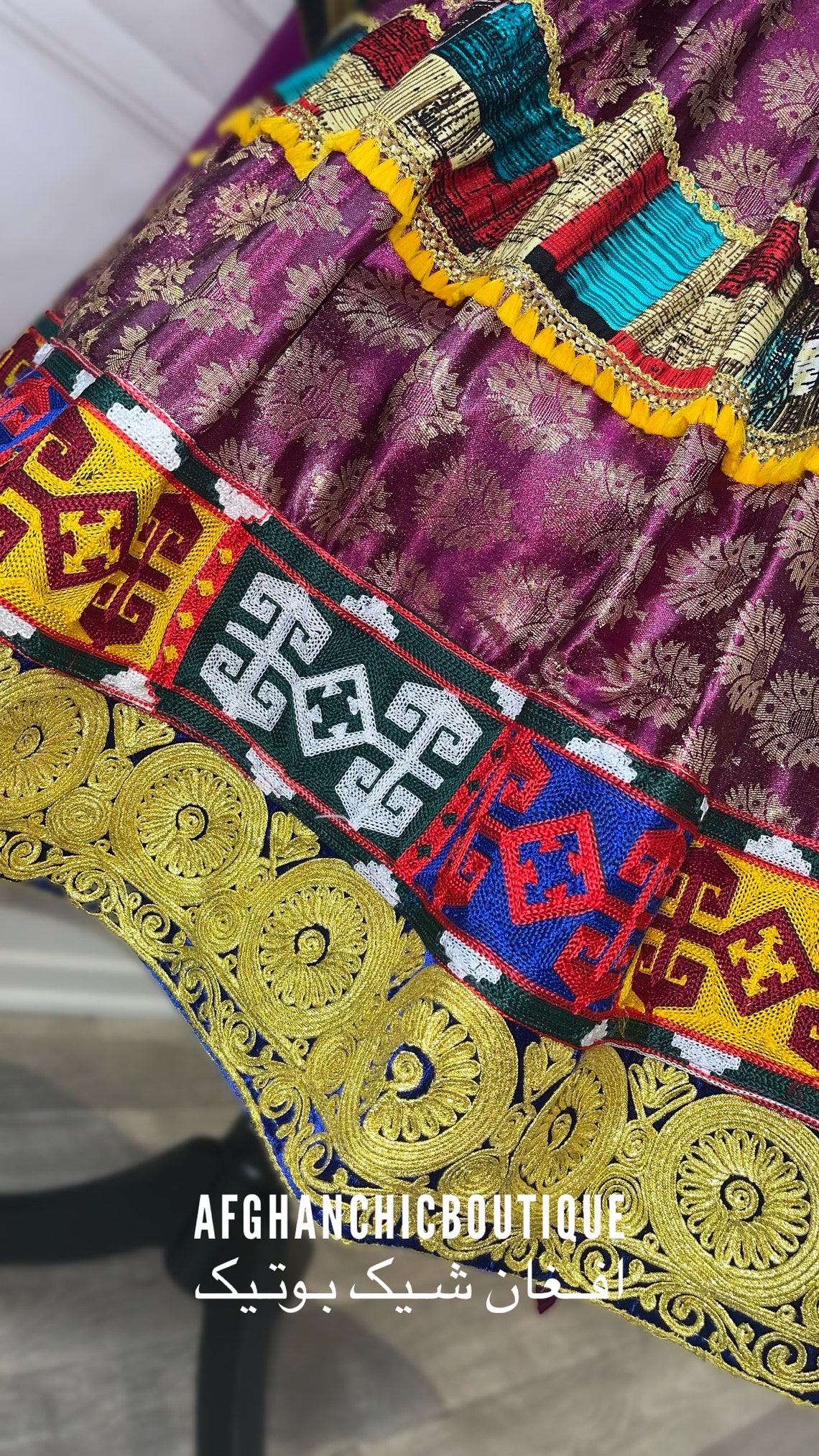 Afghan Banaras Silk and Velvet Handmade Embroidered Dress Set Afghani ...