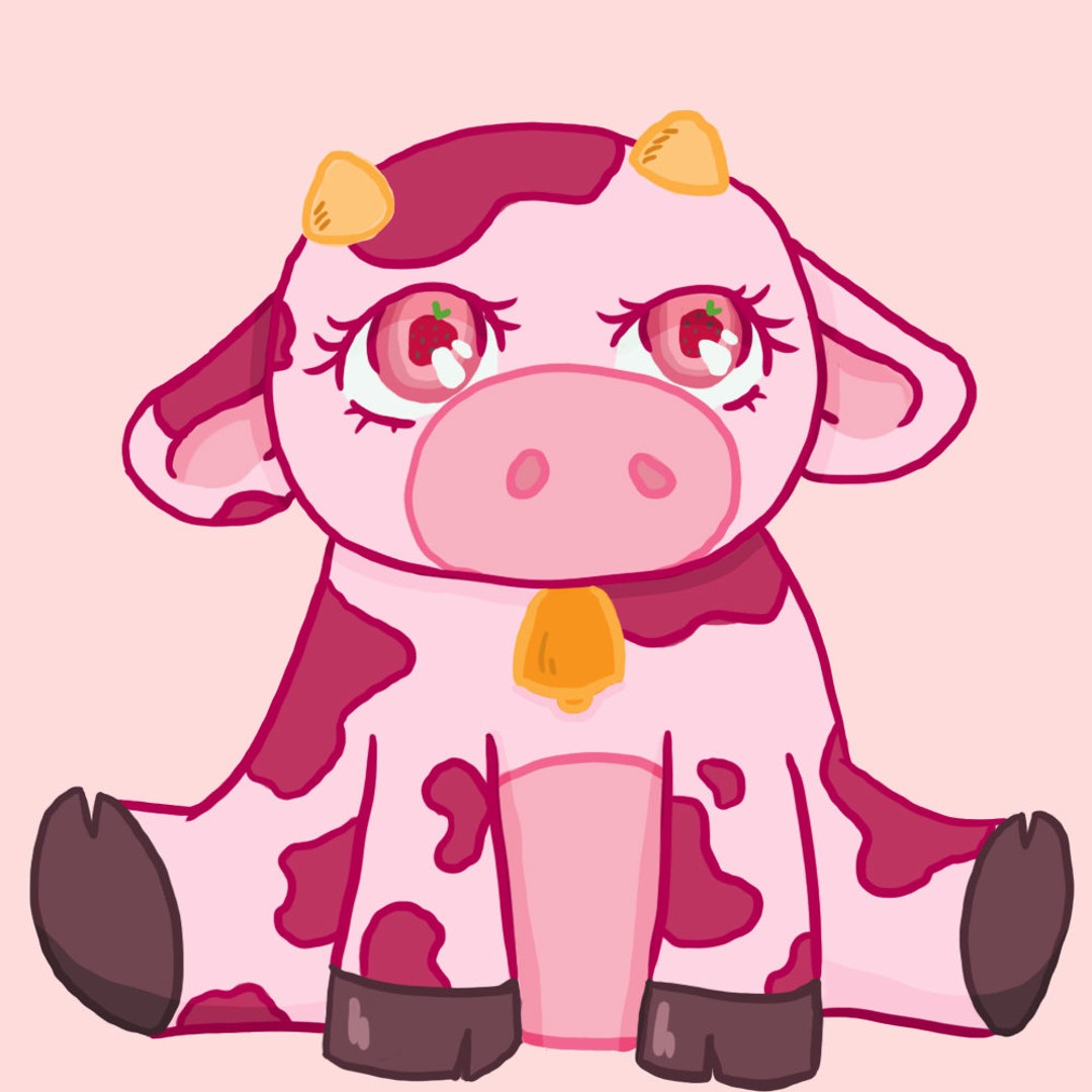 Strawberry Milk, Cow Sticker, Fruit, Water Bottle Decal, Notebook ...