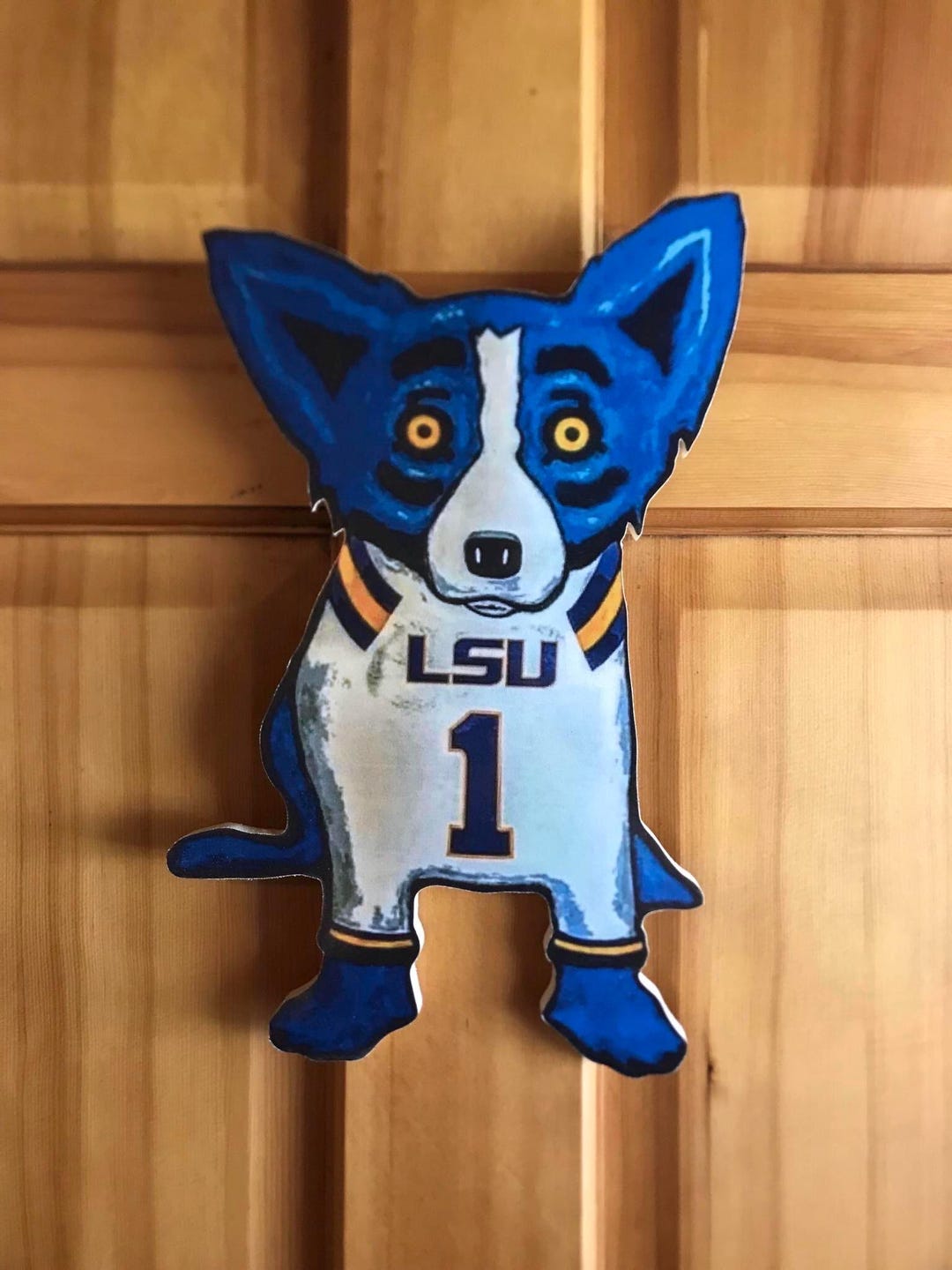 LSU Blue Dog Inspired Hand Cut Wooden Plaque Great Gift for Collectors ...