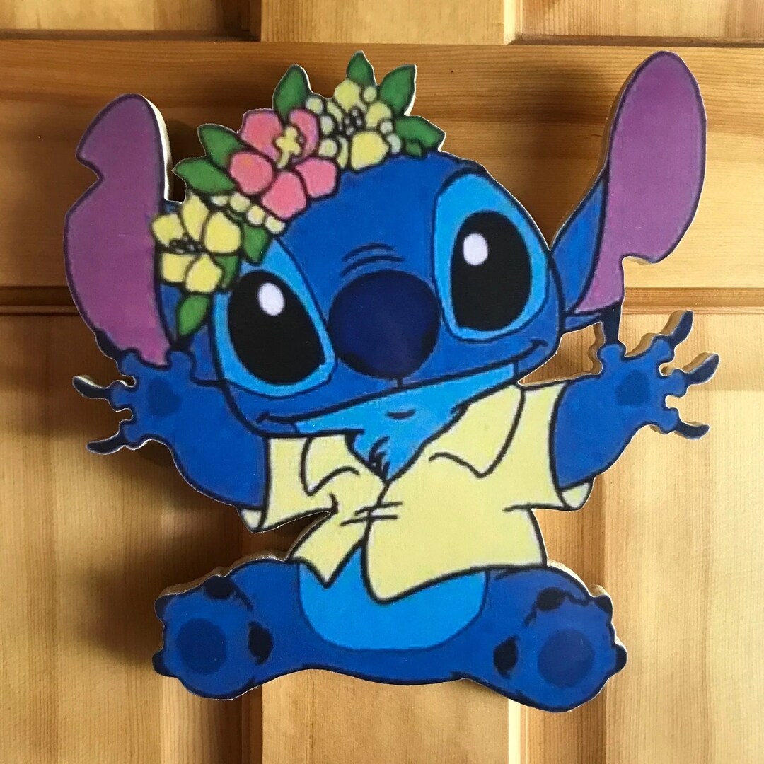 LILO and Stitch Hawaiian Summer Sign Hand Cut 1/2 Thick Wooden Plaque ...