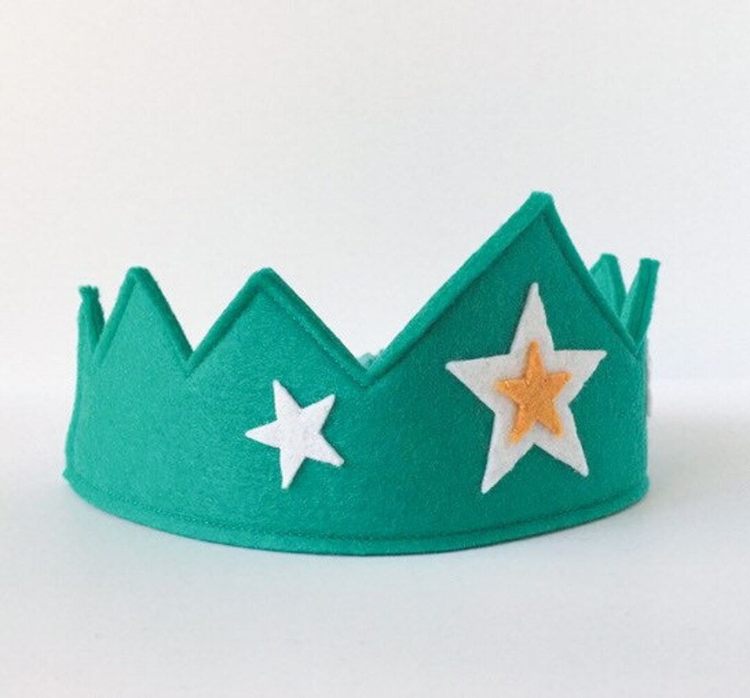 Merino Wool Felt Crown: Teal With Hand Stitched Stars - Etsy