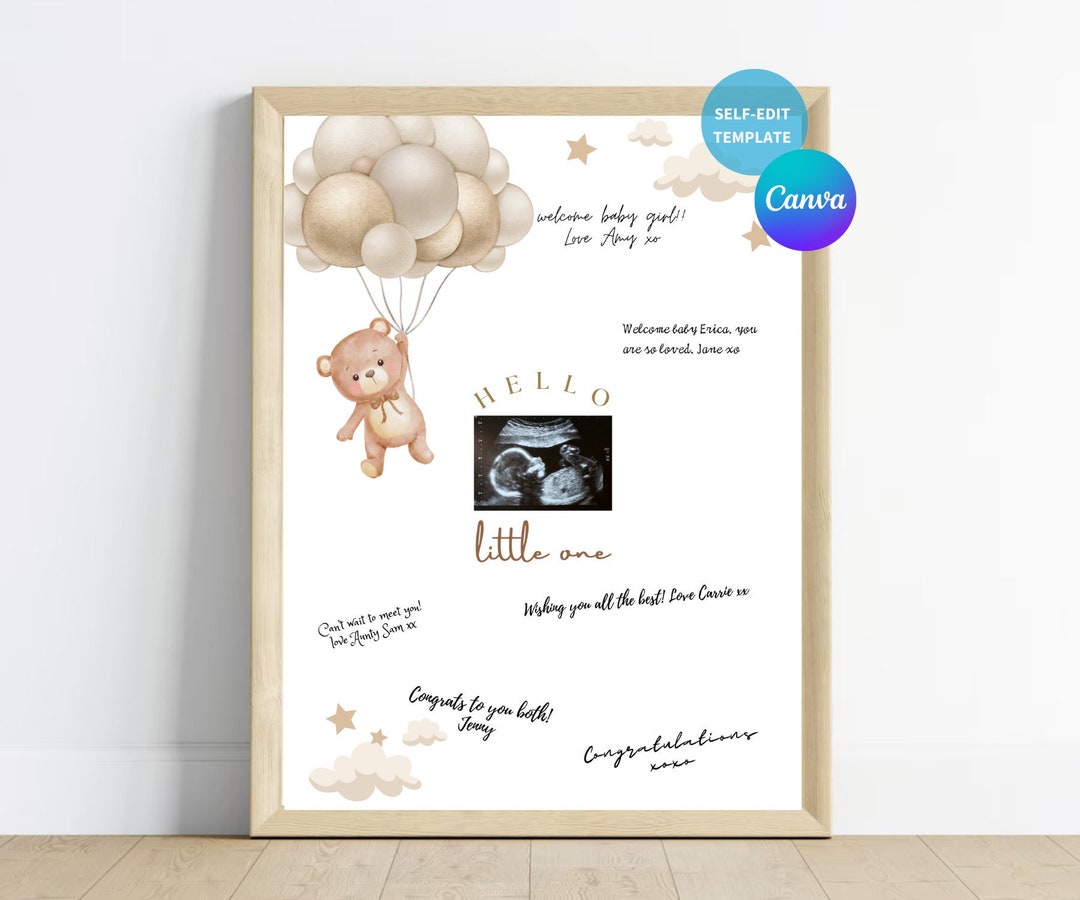 Editable Baby Shower Ultrasound Template, Self Edit Canva Template ...