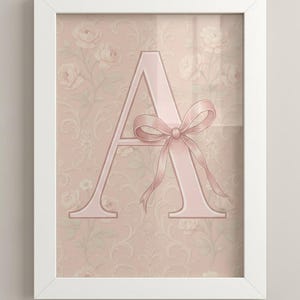 Pink Floral Monogram Print | Vintage Rose Letter A (digital Download ...