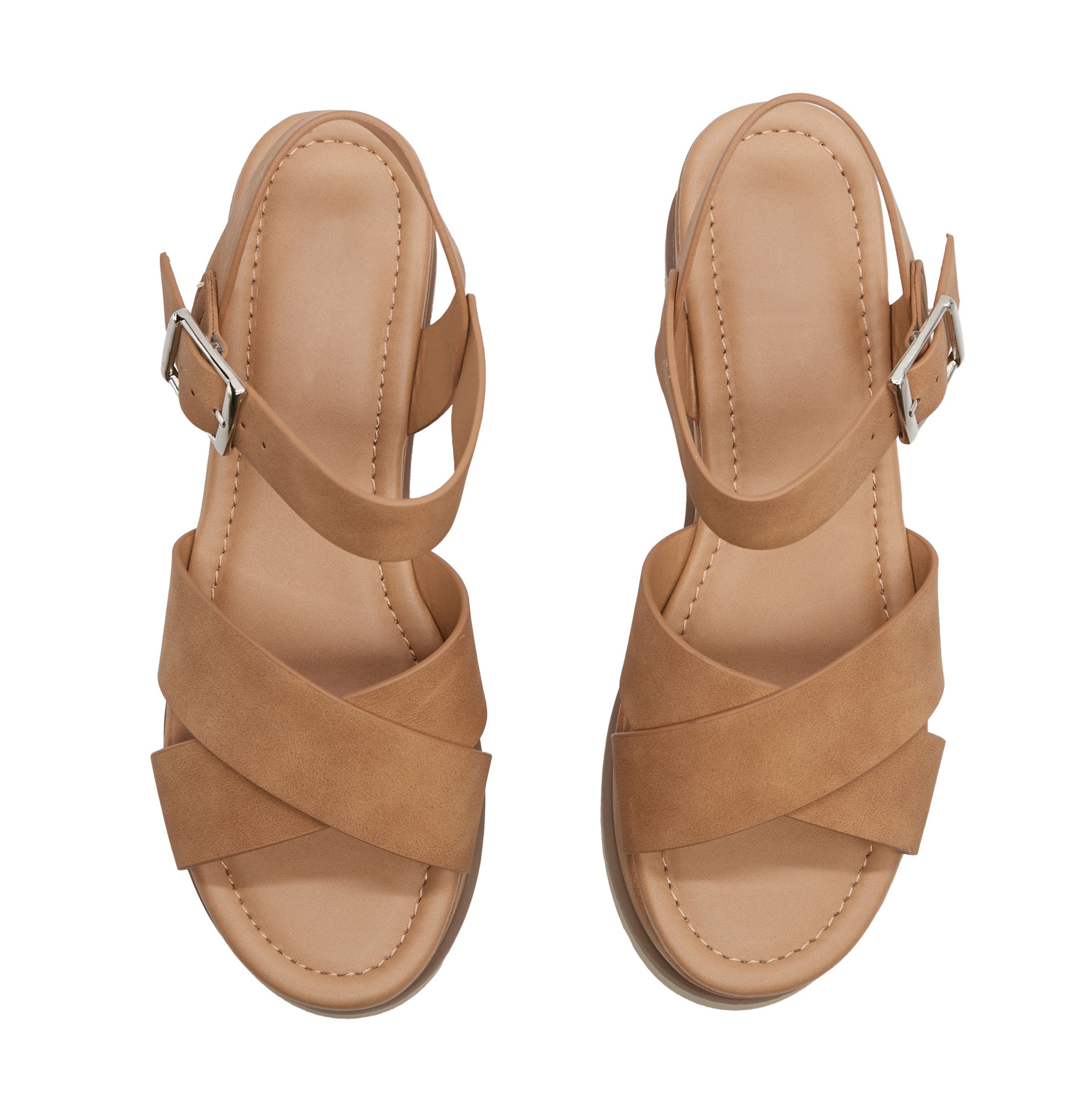 Women's Open Toe Crisscross Band Wedge Sandal With Adjustable Ankle ...