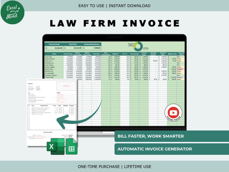 Law Firm Invoice Tracker: Automated Legal Billing Log for Attorneys ...